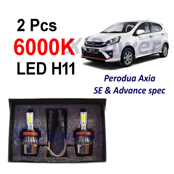 Perodua Axia H11 Car LED Headlamp LED Headlight Bulb 2Pcs 6000K xpower ...