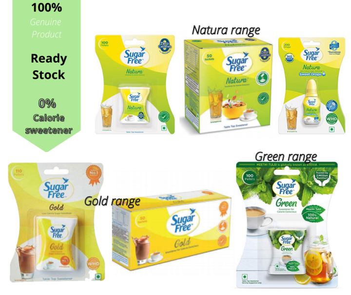 SUGAR FREE (Sugarfree) Zero Calorie Sweetener NATURA/GOLD/GREEN ...