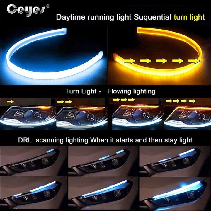 COD Ceyes Car LED Drl Daytime Running Light Flow Turn Signal Guide Two ...