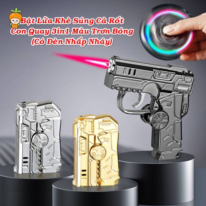 bật lửa khè đồ chơi cà rốt con quay 3in1 màu trơn bóng có đèn nhấp nháy ...