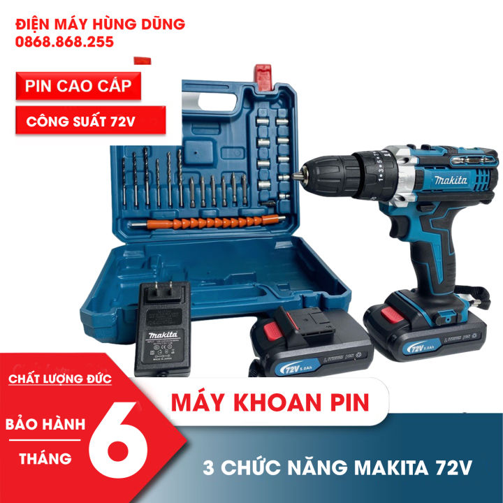 Máy khoan pin Makita 72V - Máy bắn vít Makita 72V tặng kèm 24 chi tiết cao cấp | Lazada.vn
