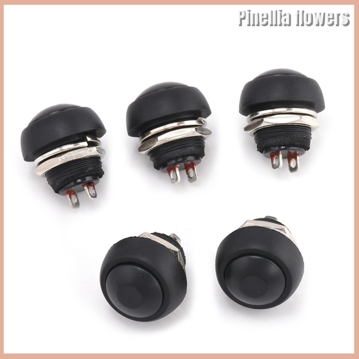 【Pinellia flowers】 5Pcs Black 12mm Waterproof Momentary ON OFF Push ...