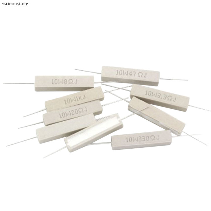 Shockley 10pcs Ceramic Cement Resistor 10W 10 ohm Resistance 5% Ceramic ...