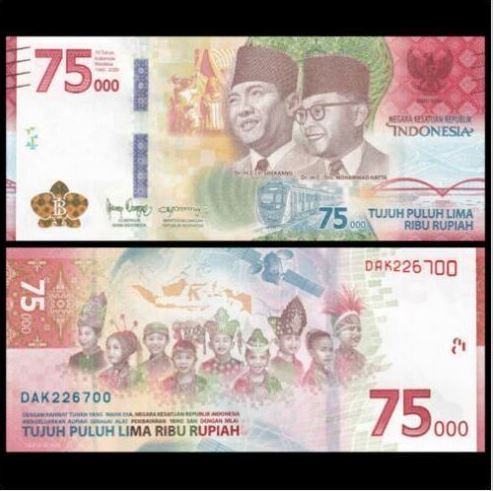 [Loh Banknote] Indonesia 75000 Rupiah 2020 75th Anniversary ...