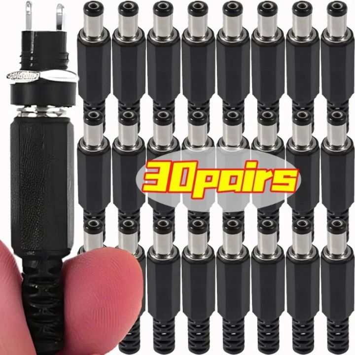 30Pairs Plastic Plug Power Connectors DC Male Female Replacement Socket ...