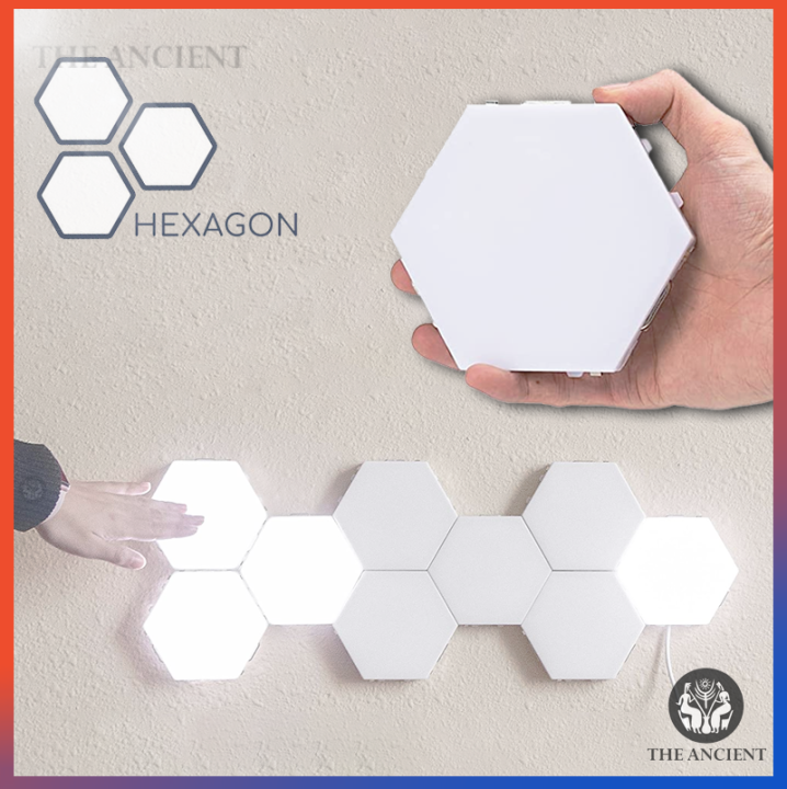 Hexagon Wall Light, Lampu Dinding LED: DIY Indoor Home Decoration Lamp ...