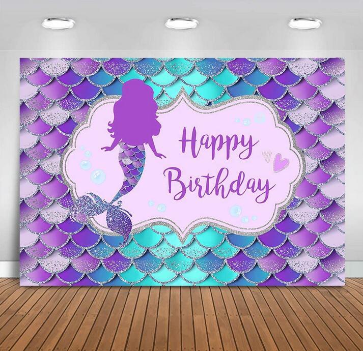 Mermaid Birthday Backdrop Under The Sea Birthday Party Decoration for ...