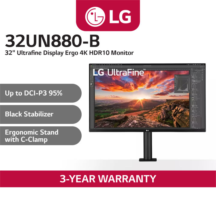 LG 32UN880-B UltaHD Monitor 32" 3840 x 2160 Resolution / AMD FreeSync / Dynamic Action Sync ...
