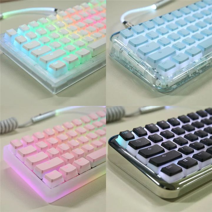 104 Keys RGB Color Backlight Keycaps OEM Profile Frosted Translucent ...