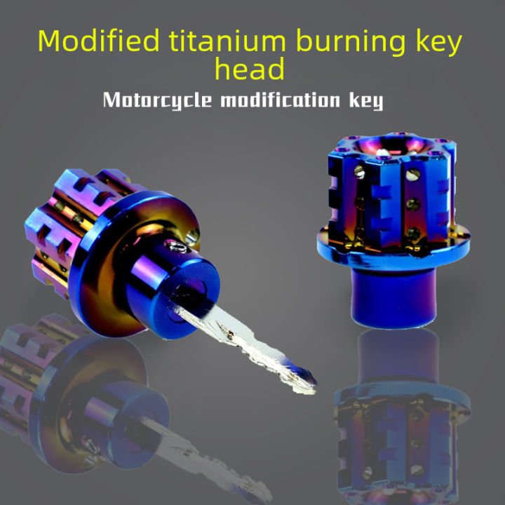Titanium Motorcycle Keychain - Anodized Blue Key Head for Electric ...
