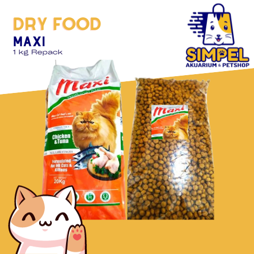 MAXI CAT 1kg Makanan Kucing Repack MAXI CAT Dry Food Pakan Kucing ...