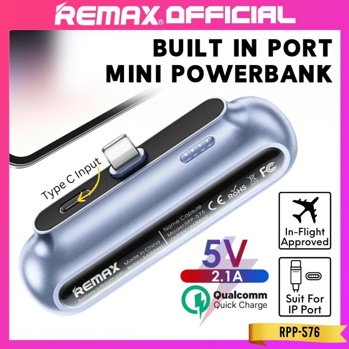 Bateri REMAX OFFICIAL Mini Emergency 2500mAh Small Travel 2.1A ...