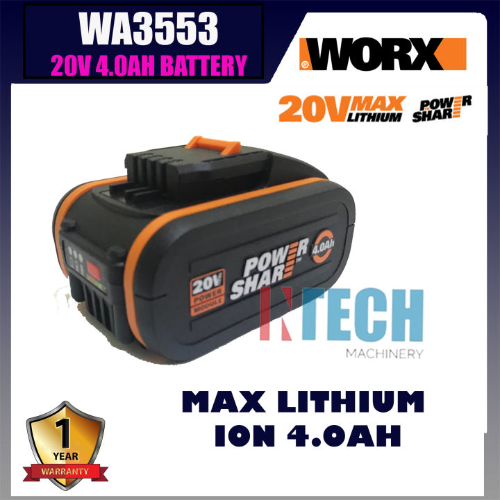 WORX WA3553 20V 4.0AH BATTERY MAX LITHIUM ION (1PC) | Lazada