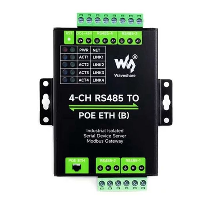 4CH RS485 to POE ETH RJ45 Converter Support Modbus/MQTT/JSON Industrial ...