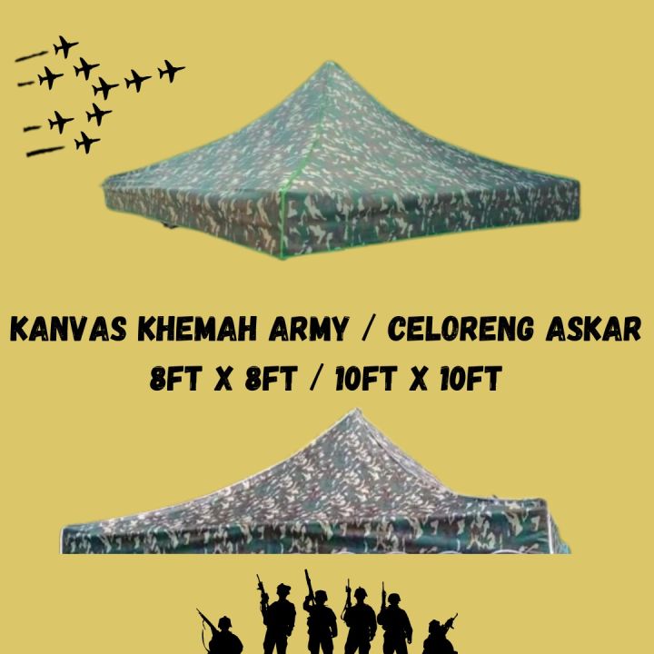 KAIN KHEMAH NIAGA ARMY/ASKAR CELORENG SAIZ 8ft X 8ft / 2.5M X 2.5M ...