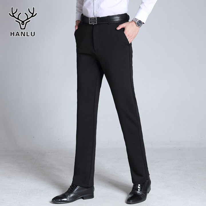 Hanlu กางเกงสแล็คชาย กางเกงขายาวผู้ชายรุ่นใหม่ เอวสูง ทรงตรง ยืดหยุ่น ...
