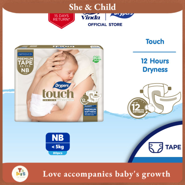 Drypers Touch Baby Diapers Newborn 80s (1 Pack) | Lazada