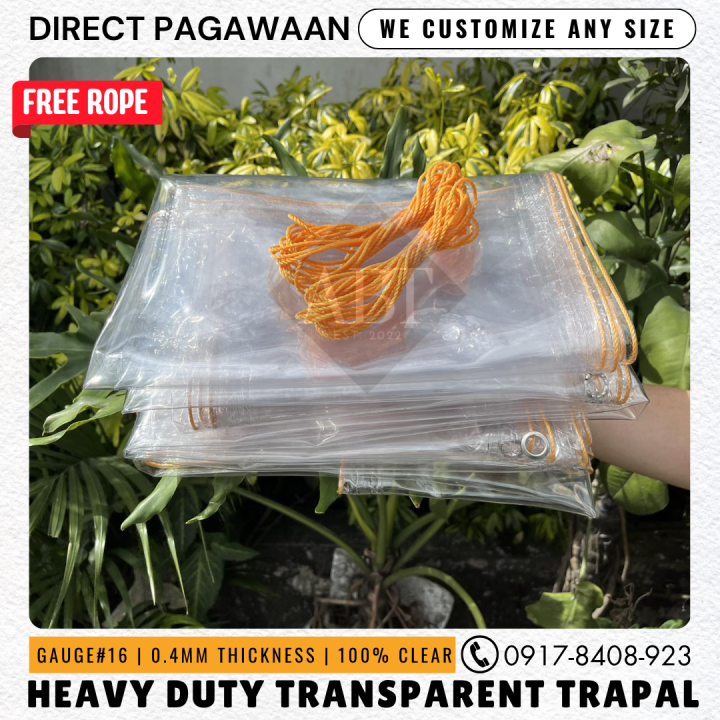 PVC 4x3ft Clear Trapal Sealed Edges Waterproof Cover for Tricycle and ...