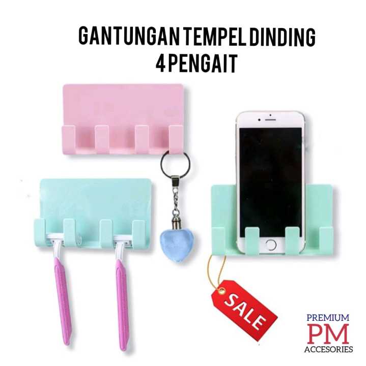 Holder Rak Gantung 4 KAIT Tempat Charger Hp / Holder Phone Cas Tempel 2 ...