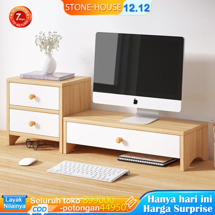 Table Rack Desk Organizer Rak Meja Serbaguna Rak Buku Kayu Meja Mini ...