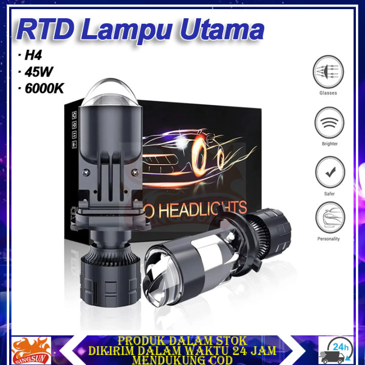 2PCS RTD Lampu Utama A82 45W Lampu LED Headlamp Projie H4 Mini ...