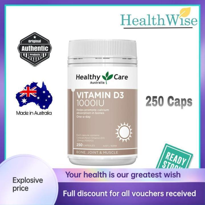 tea AUSTRALIA HEALTHY CARE Vitamin D3 1000iu 250 Capsules, one-a-day ...