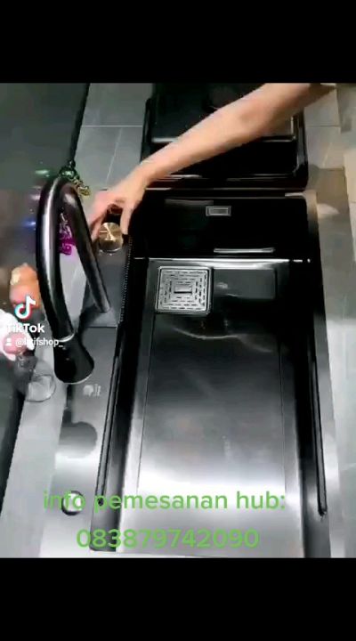 Kitchen sink Viral 75x46 flying fish black bak cuci piring 1 lubang ...