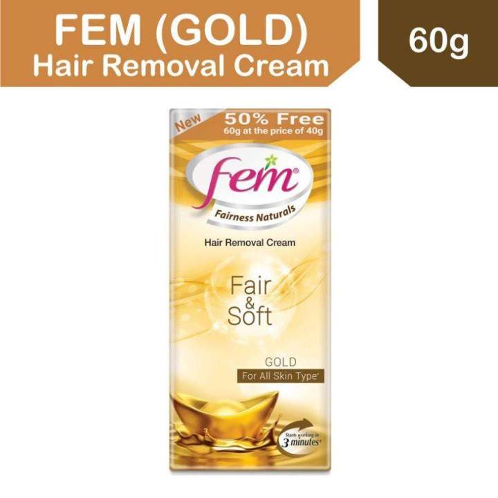 FEM FAIR & SOFT HAIR REMOVAL CREAM GOLD FOR ALL SKIN TYPES 60G | Lazada Singapore