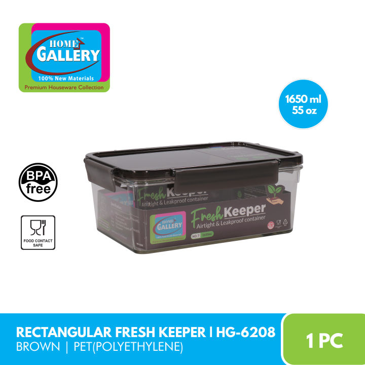 Home Gallery Rectangular Fresh Keeper 1650ml/55oz | BPA Free Food Storage | Airtight & Leakproof ...