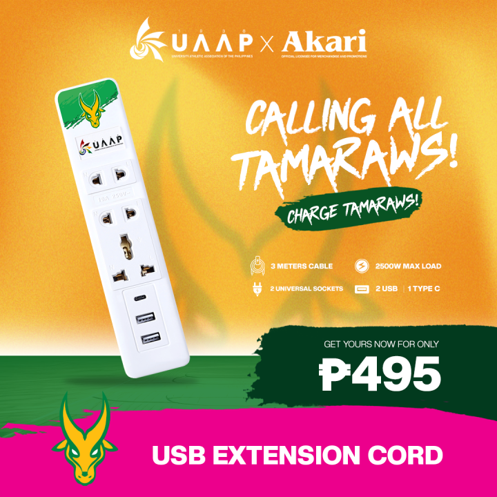 AKARI X UAAP [ FEU ] 3-Gang 3M Extension Cord with 2USB/1TYPE C Port ...