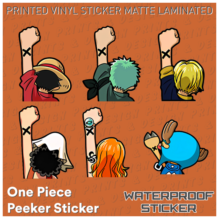 Aqua Flask Sticker One Piece Strawhat Nakama Waterproof Matte Laminated ...