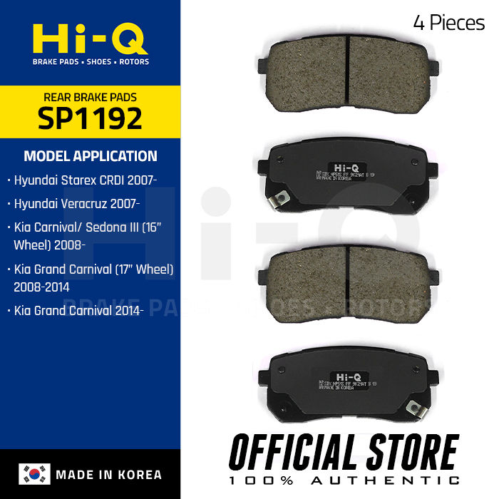 Hi-Q Rear Brake Pads for Hyundai Starex CRDi 2007-up, Veracruz ...