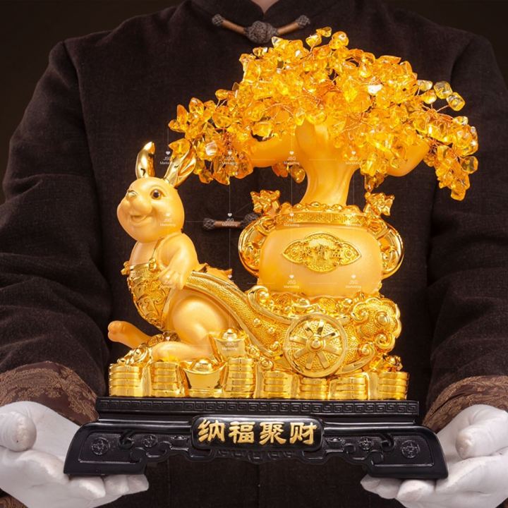 Feng Shui 2023 White Rabbit With Pechay Resin Table Top Decor ...