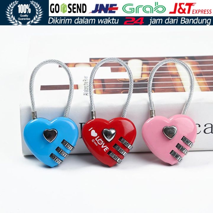 1pc Gembok Koper Bentuk Hati Dengan Password 3 Digit Bahan Zinc Alloy ...