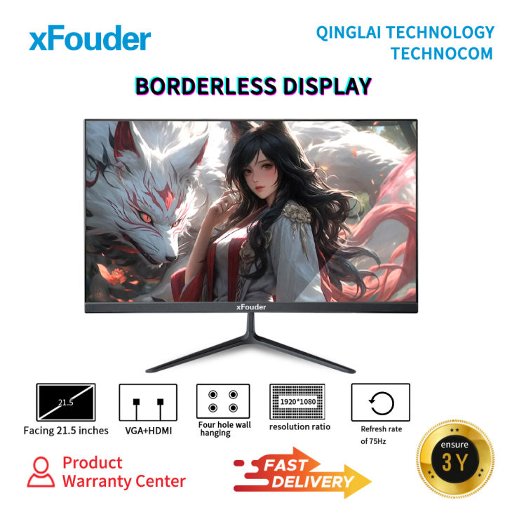 XFOUNDER 21.5 inch Ips Monitor 75hz Framless Flat FHD Gaming Monitor ...
