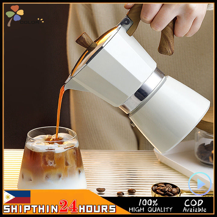 150ML/300ML Mocha Pot Italian Mocha Coffee Handmade Coffee Pot Wooden ...