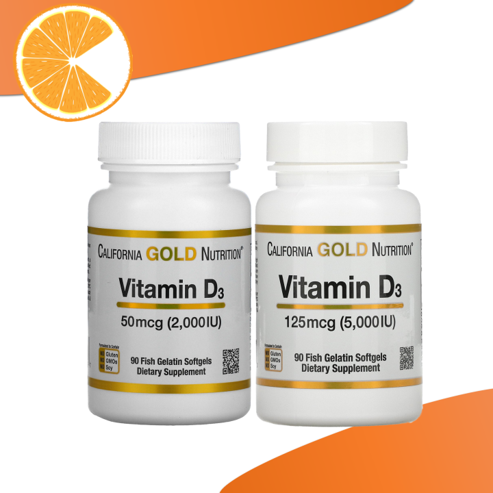 California Gold Nutrition Vitamin D3 2000IU/5000IU 90 Fish Gelatin ...