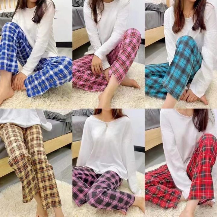 VerySP Checkered Cotton Pajama Pants For Women SleepWear | Lazada PH