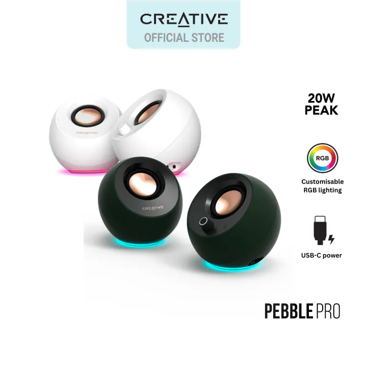 Creative Pebble Pro Minimalist 2.0 USB-C Computer Speakers with ...