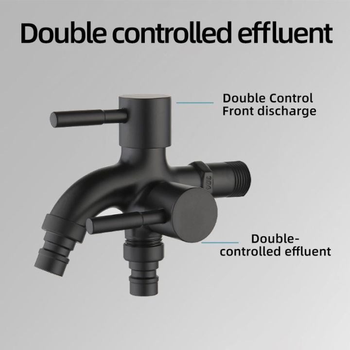 SUS304 Black Two Way Faucet Wall Mounted Faucet 1 in 2 out Head Two Way ...