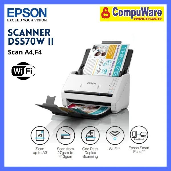 Epson WorkForce DS-570WII A4 Duplex Sheet-fed Document Scanner | Lazada PH