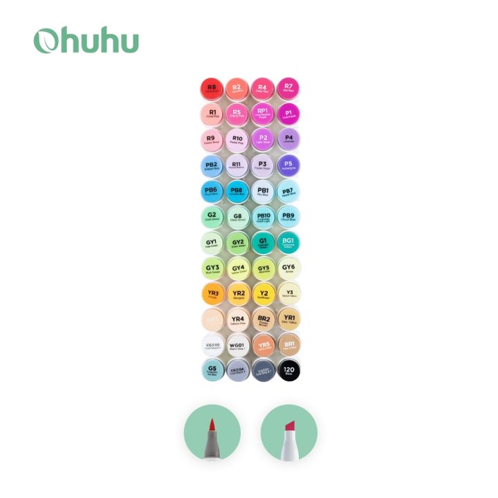 IKJM Ohuhu Honolulu 48 Colors Marker Set Oily Alcohol Markers Dual ...