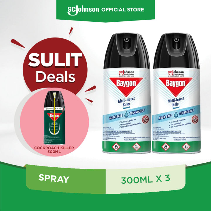 Baygon Multi Insect Killer Water-Based 300ml Twin + Cockroach Killer ...