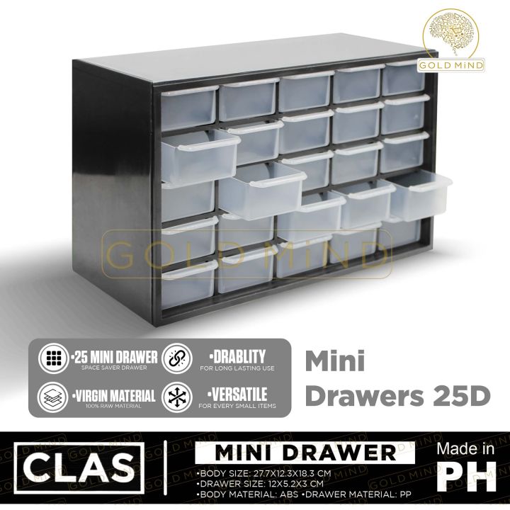 CLAS 25 Mini Utility Drawers Desk Organizer, plastic small item storage ...