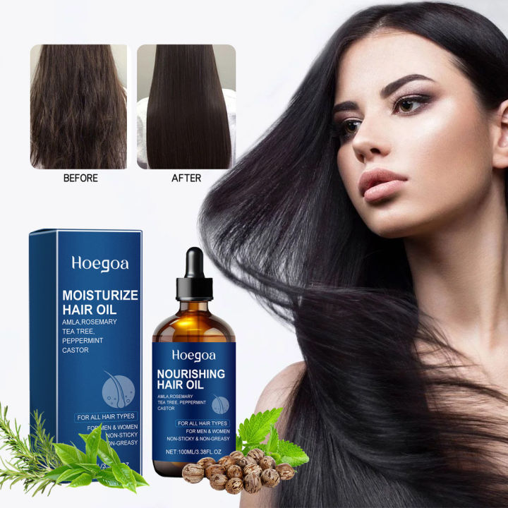 Nourishing Hair Oil 100ml - Rosemary Tea Tree Peppermint Castor Blend ...