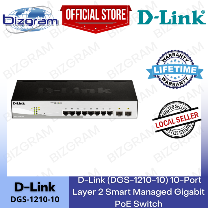 D-Link (DGS-1210-10) 10-Port Layer 2 Smart Managed Gigabit PoE Switch ...