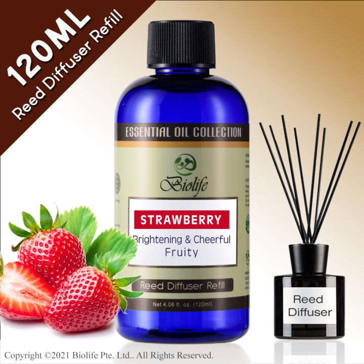 Biolife Strawberry Essential Oil Aromatherapy Reed Diffuser Refill ...