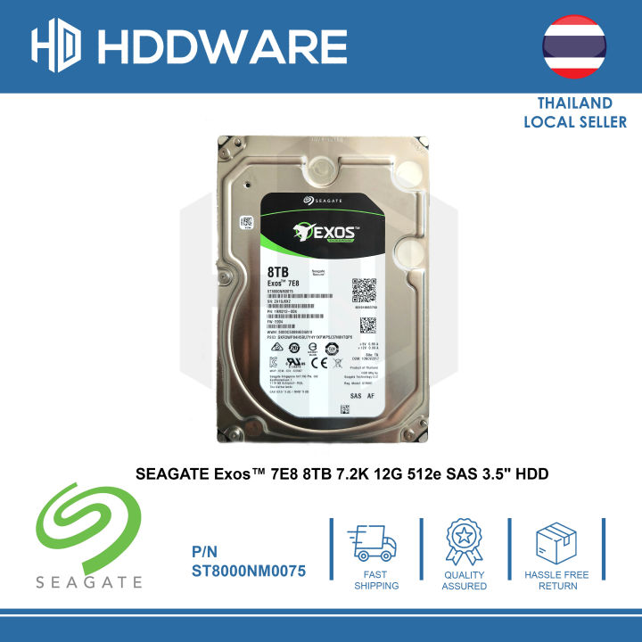 SEAGATE Exos™ 7E8 8TB 7.2K 12G 512e SAS 3.5" HDD // ST8000NM0075 ...