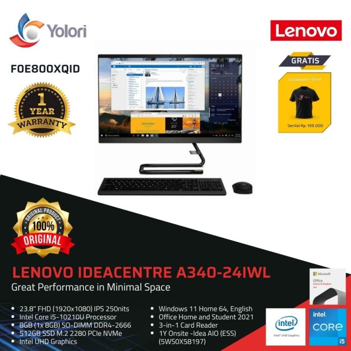 Lenovo ideacentre A340-24IWL i5-10210U 8GB 512GB Intel UHD Windows 11 ...