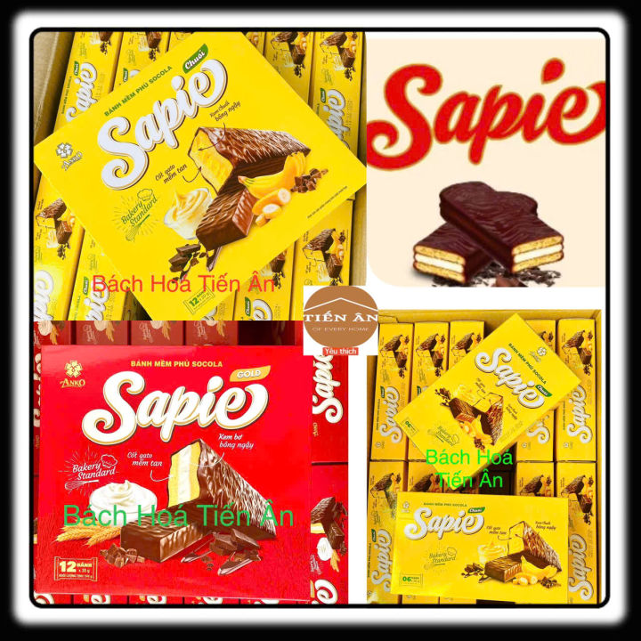 Bánh mềm phủ Socola - Socola chuối Sapie GOLD 180g -240g bao bì mới ...